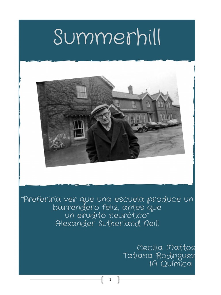 Summerhill Trabajo | PDF | Psicoanálisis | Libertad