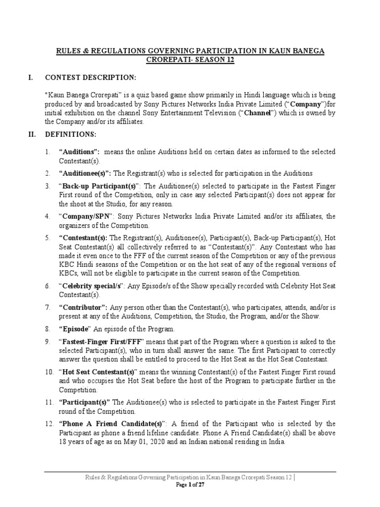 KBC 2025 Participation Rules & Process | PDF | Business
