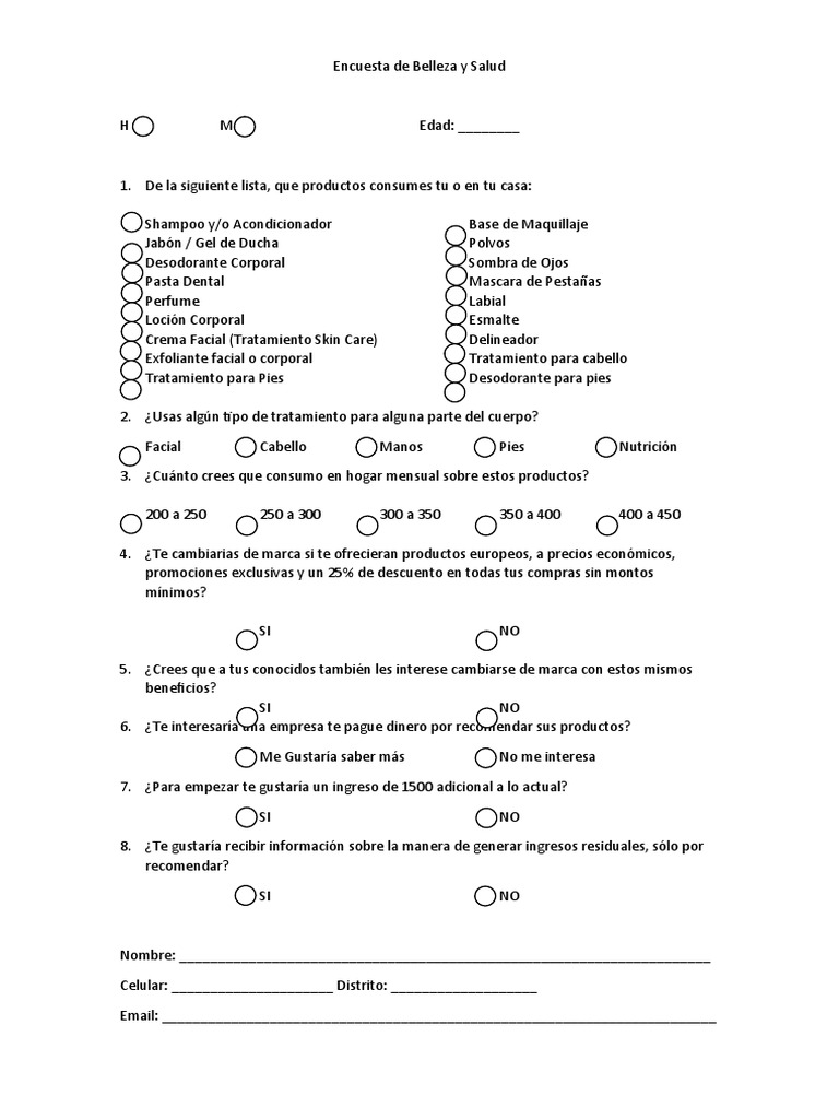 Encuesta de Belleza y Salud Millennials