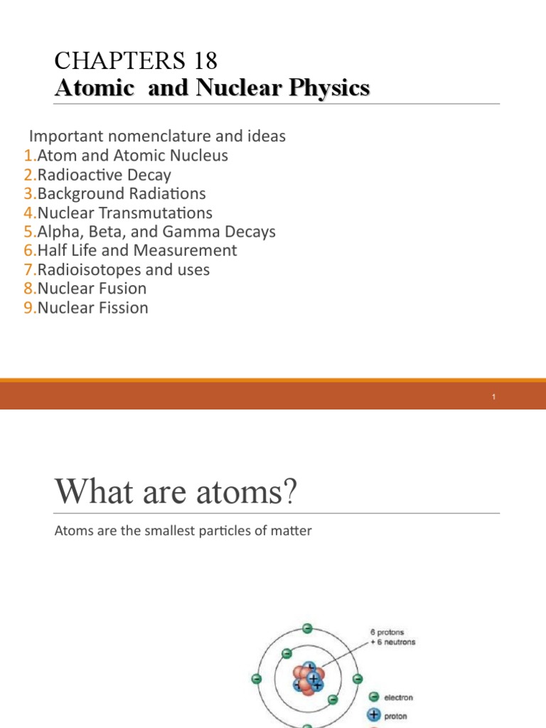 Chapters 18: Atomic and Nuclear Physics | PDF | Radioactive Decay ...