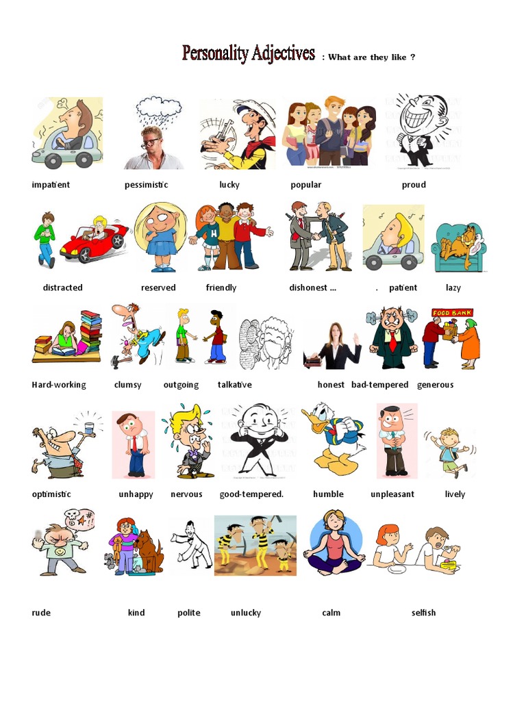 Personality Adjectives Fun Activities Games Picture Description ...