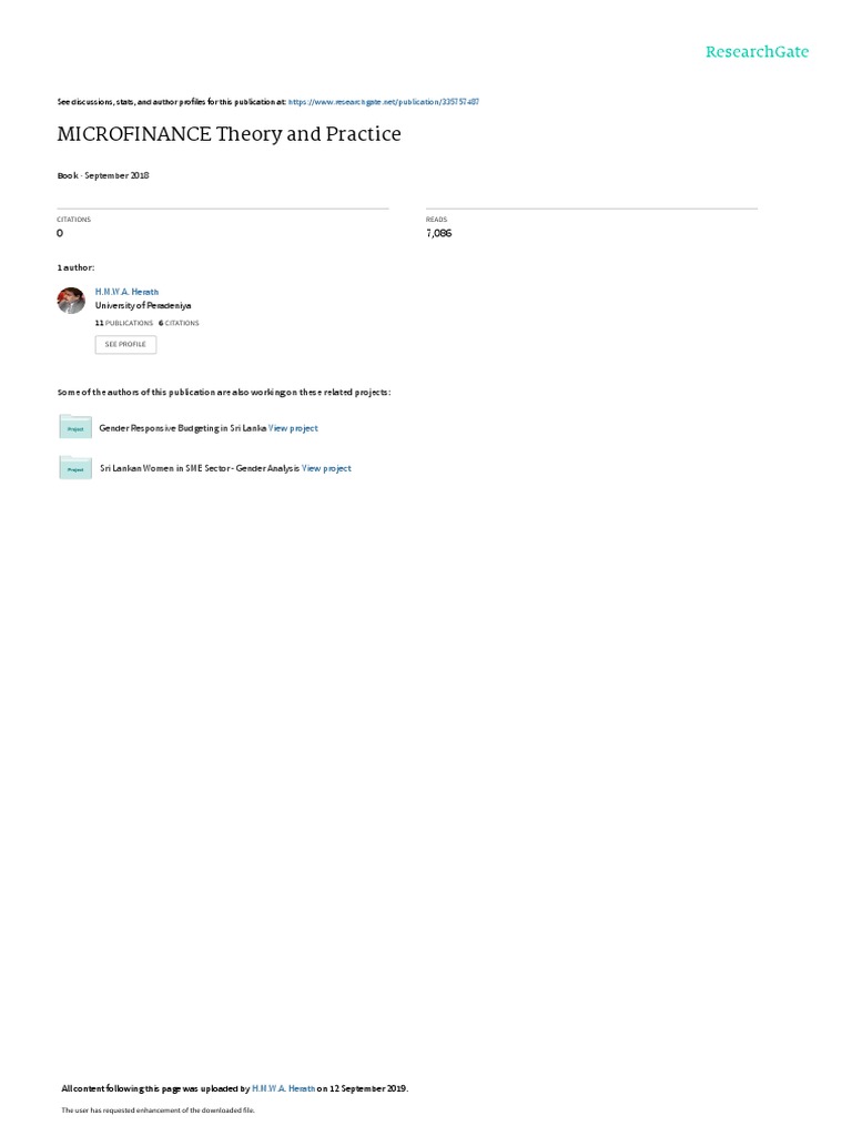 MICROFINANCE Theory and Practice: September 2018 | PDF | Microfinance ...