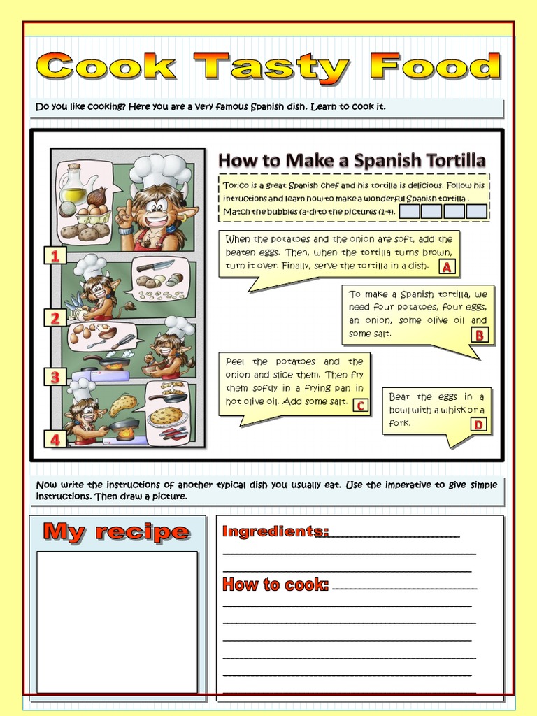 Cook Tasty Food Recipes and Imperatives Picture Description Exercises ...