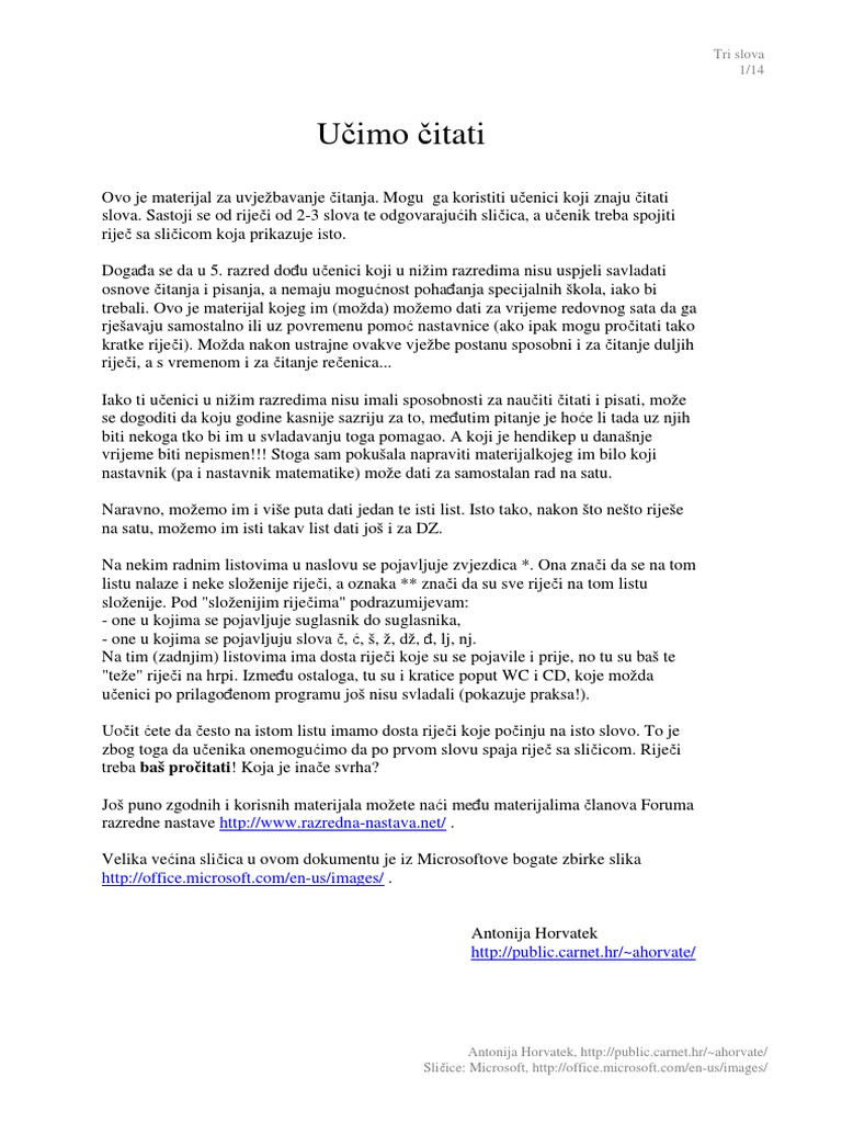 Citanje 3 Slova | PDF
