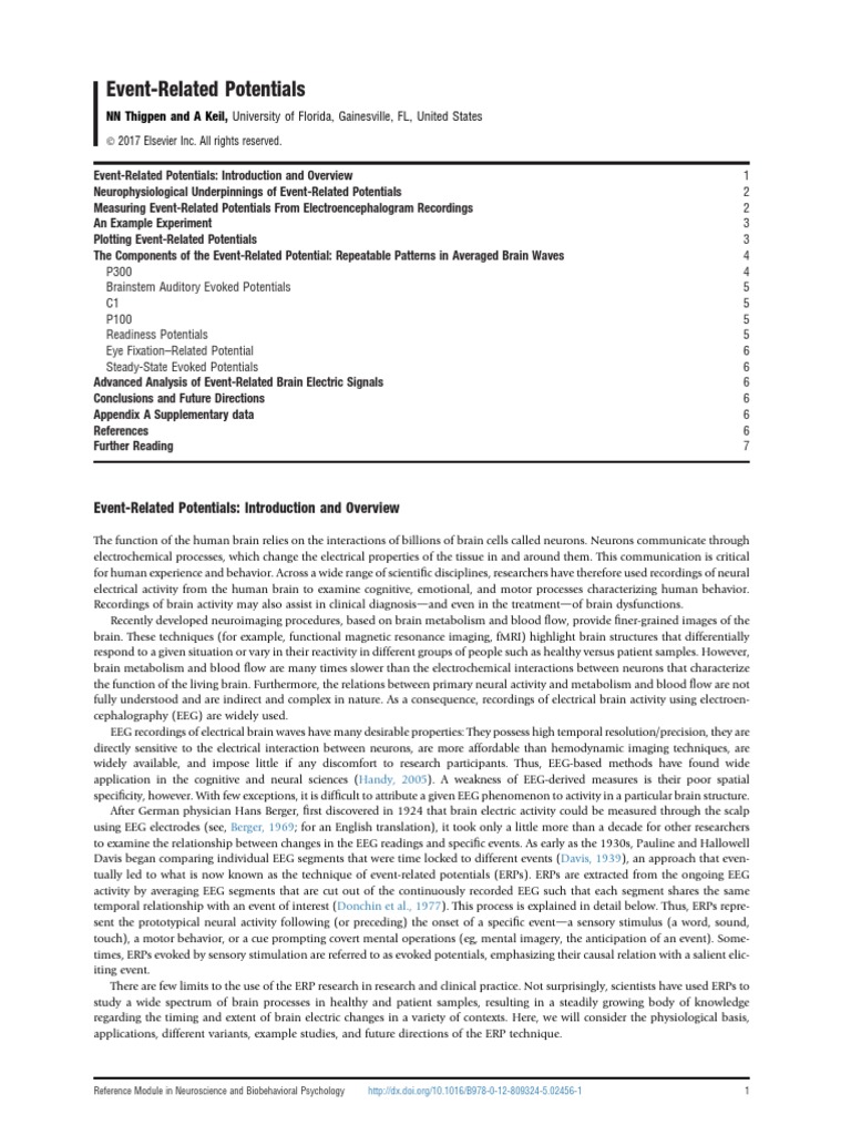Understanding Event-Related Potentials | PDF | Event Related Potential ...