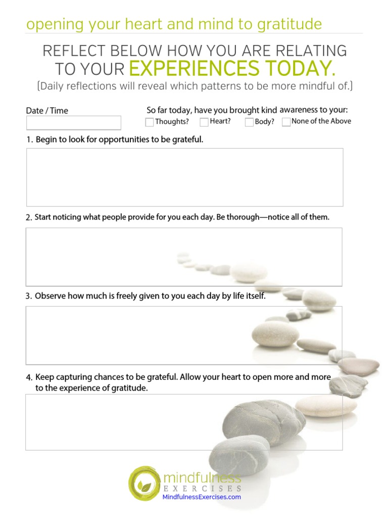 Opening Your Heart and Mind To Gratitude-Mindfulness Exercises | PDF
