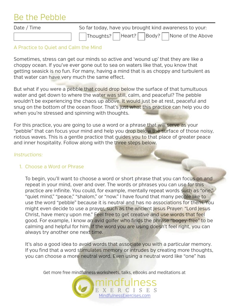 Mindfulness: Be The Pebble | PDF | Mindfulness | Feeling