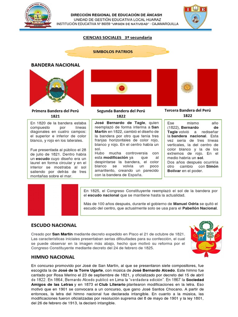 CCSS 3ero SECUNDARIA 09 Junio TV | PDF | Símbolos nacionales | Bandera