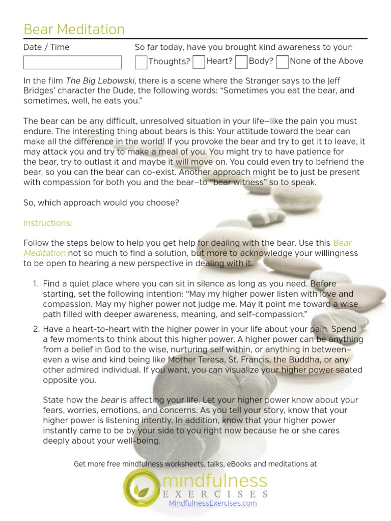 Mindfulness: Bear Meditation | Download Free PDF | Mindfulness | Meditation