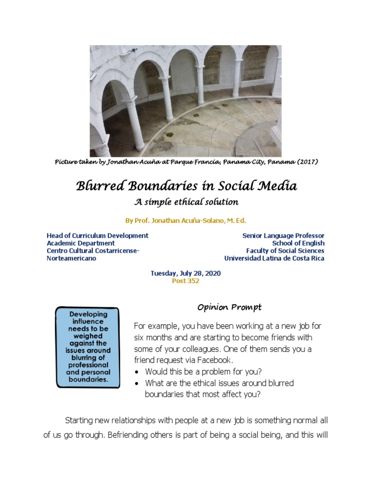Blurred Boundaries in Social Media: A Simple Ethical Solution | PDF ...