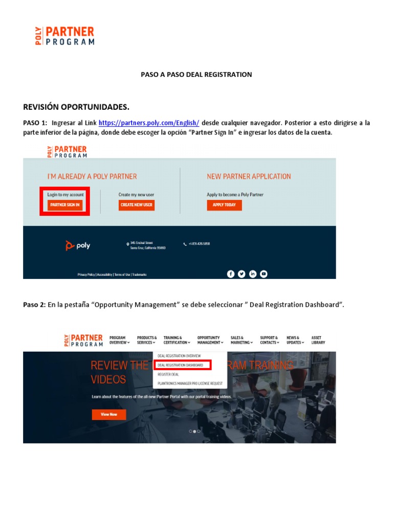 Paso A Paso Deal Registration | PDF