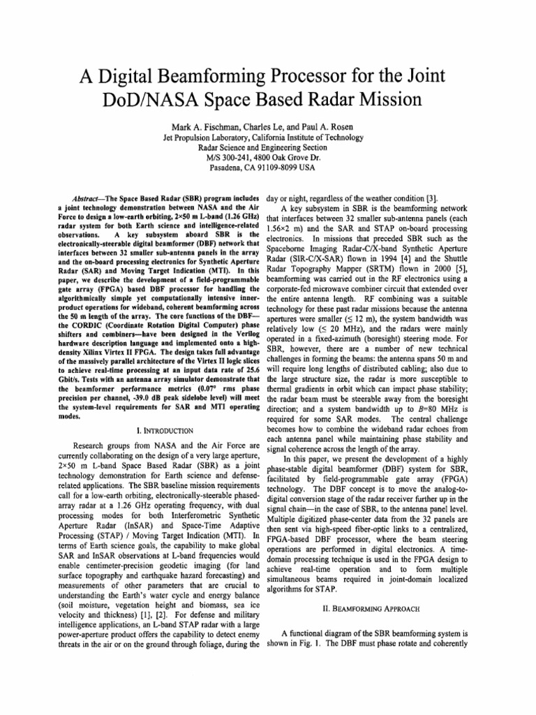 A Digital Beamforming Processor For The Joint PDF | PDF | Radar | Analog To Digital Converter