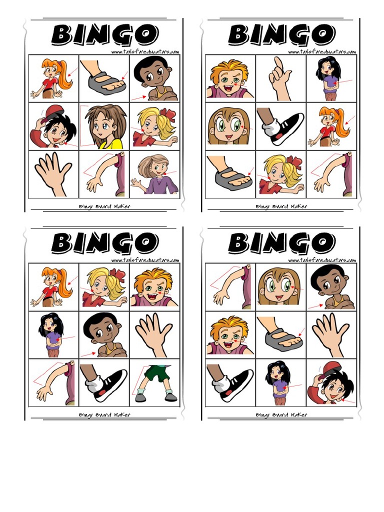 bingo-PARTES DEL CUERPO 3x3 | PDF