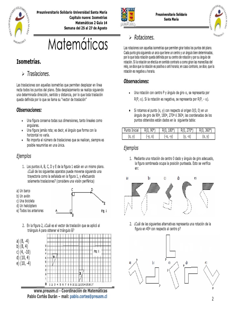 Geometria 14 - Transformaciones Isométricas | PDF | Rotación | Simetría