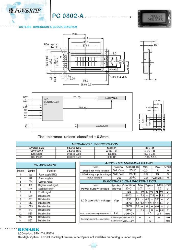 0802A LCD Module Specifications | PDF | Liquid Crystal Display ...