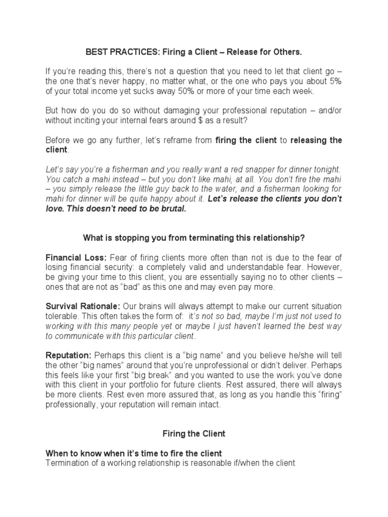 BEST PRACTICES Firing Client | PDF