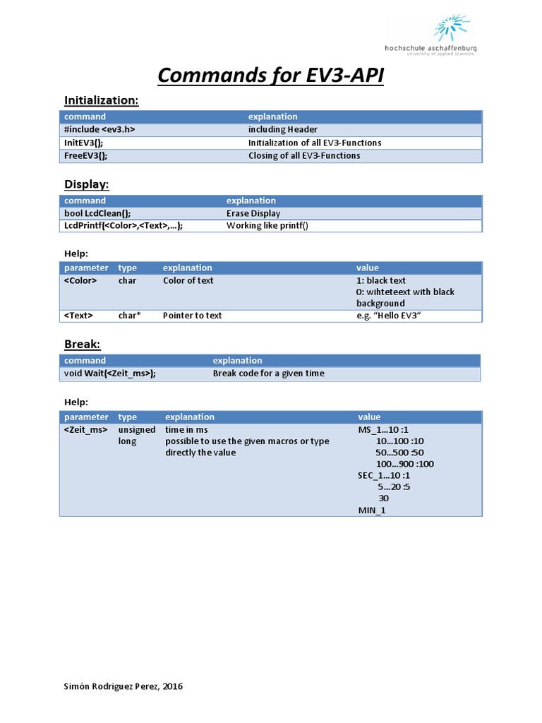 Commands For EV3-API: Initialization | Download Free PDF | Computer Programming | Computing