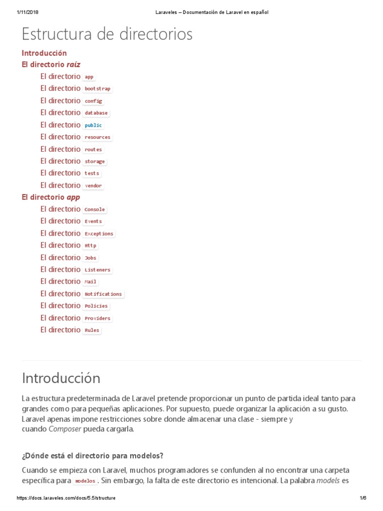 Estructura de Directorios en Laravel | PDF | Interfaz de línea de ...