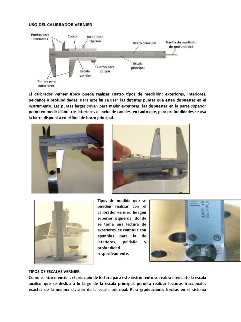 Uso Del Calibrador Vernier | PDF | Enseñanza de matemática | Science