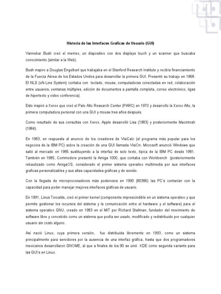 Historia de Las Interfaces Graficas de Usuario (GUI) | PDF | Ventana ...