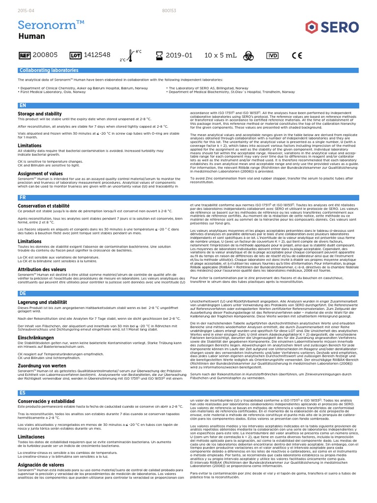 Human Control Seronorm Control Normal | PDF | Analysis | Scientific Observation