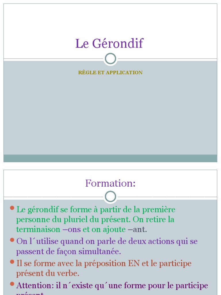 Formation et usage du gérondif en français | PDF