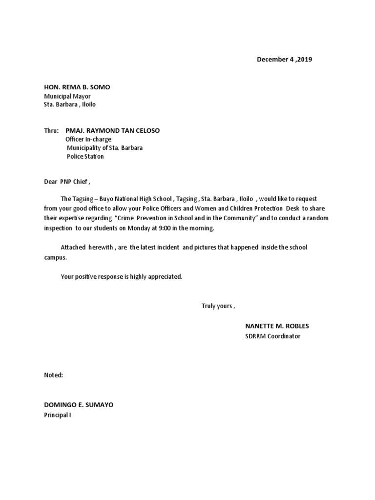 Letter of Request To PNP Chief | PDF