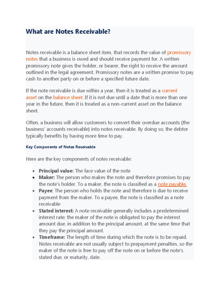 What Are Notes Receivable | PDF | Promissory Note | Payments