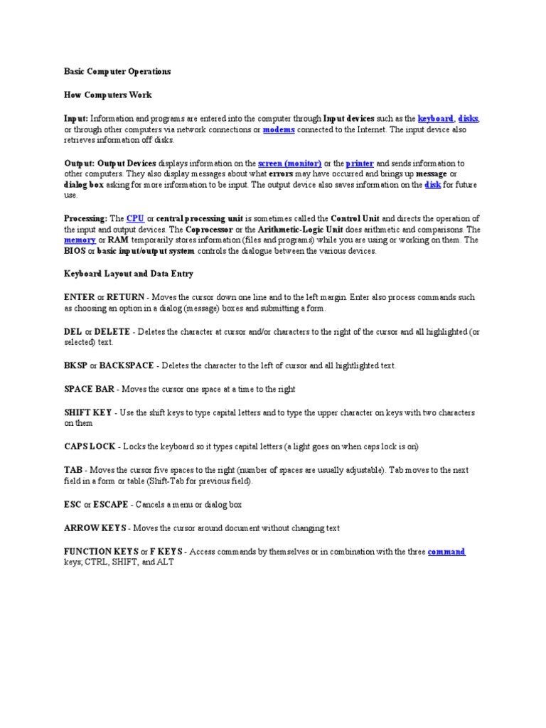 Understanding Basic Computer Operations and Components | PDF | Input ...