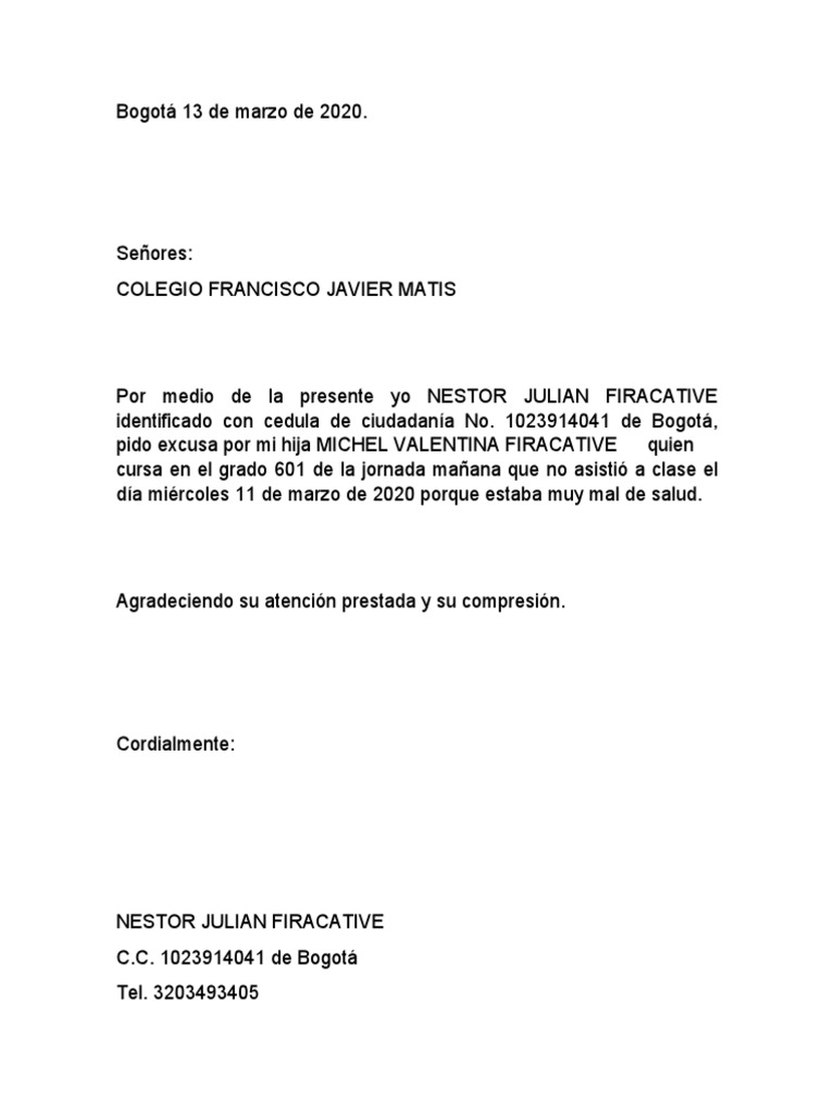 Excusa Estudiantil | PDF | Derecho