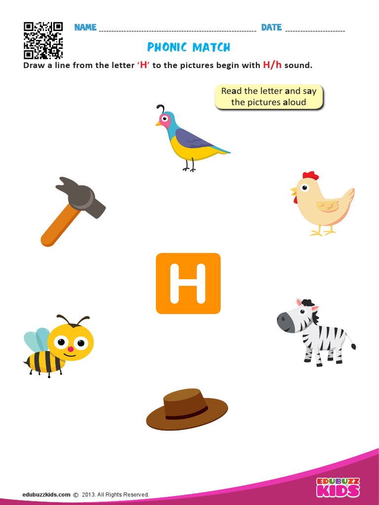 Phonic Match: Letter H Activity | PDF