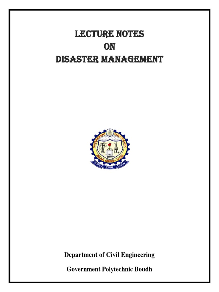 Disaster Management Lecture Notes | PDF | Earthquakes | Hazards