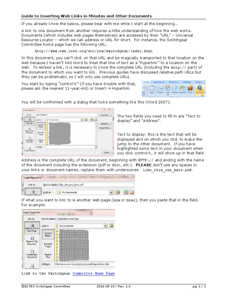 Guide To Inserting Web Links in Minutes and Other Documents: Committee ...