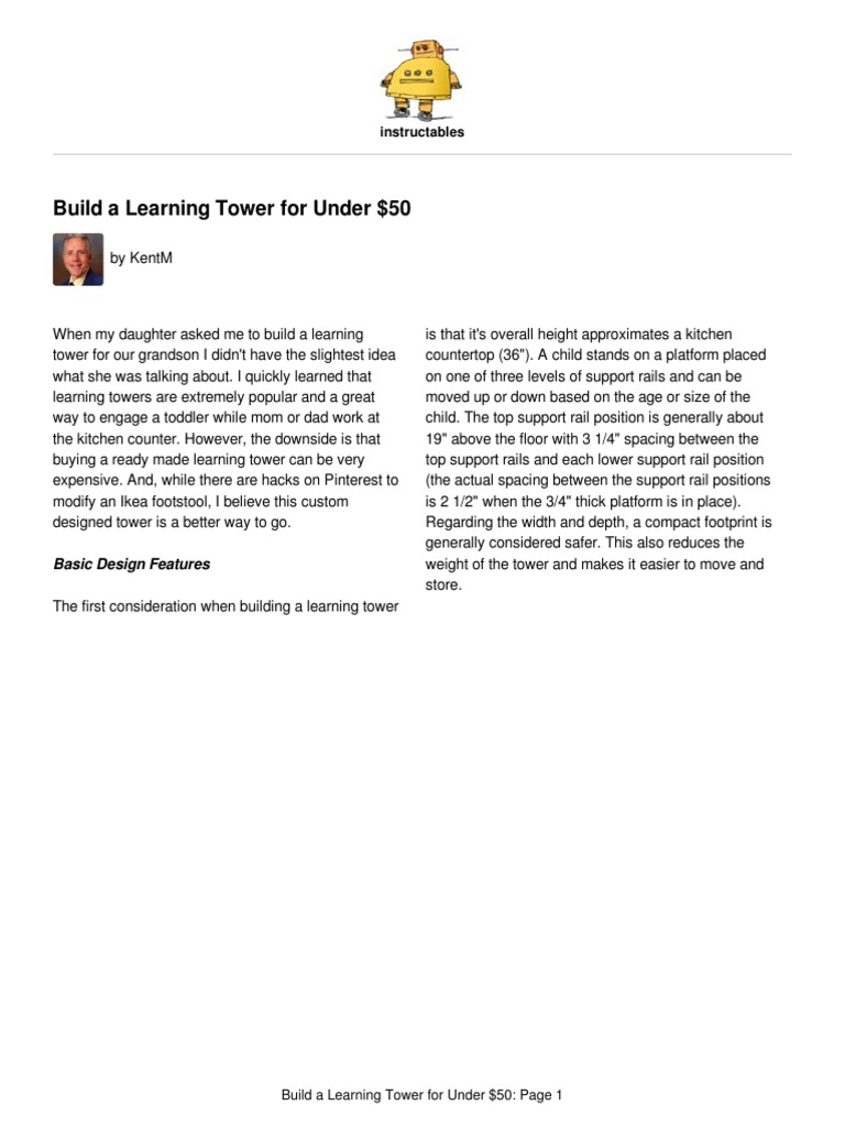 Build A Learning Tower For Under 50 | PDF | Wood | Woodworking