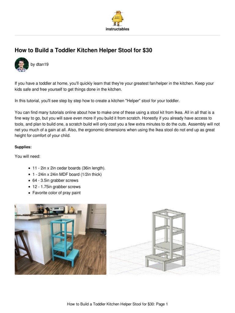 How To Build A Toddler Kitchen Helper Stool For $30: Instructables ...
