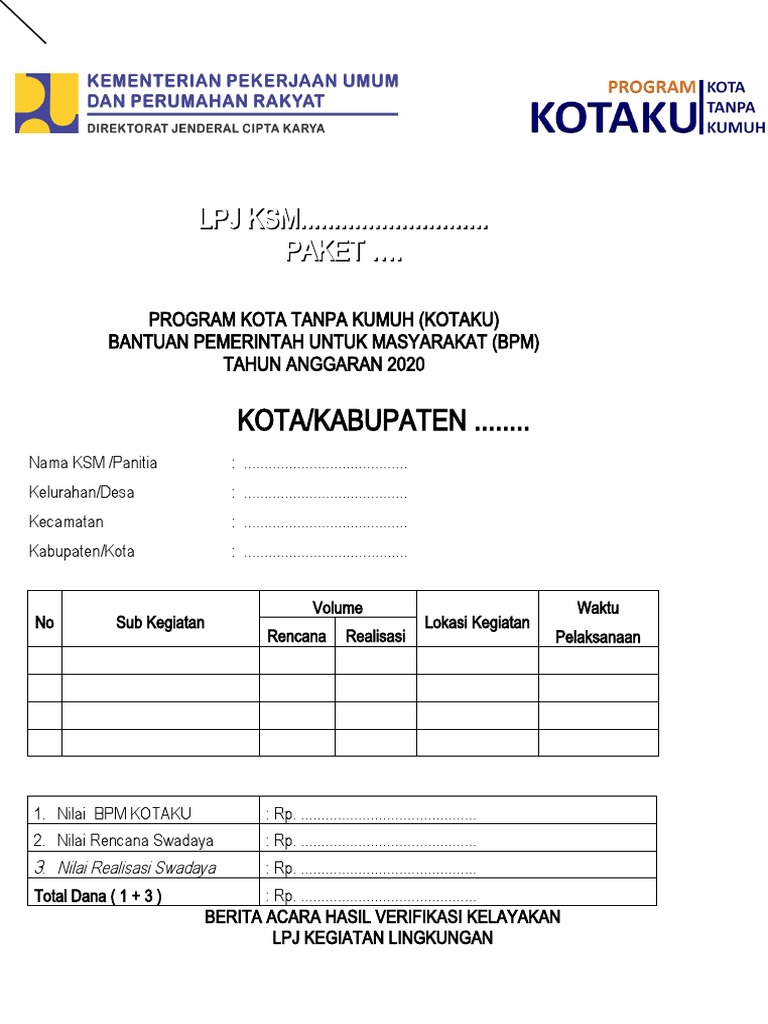 Form LPJ KSM Infrastruktur - BPM - 2020-Rev | PDF