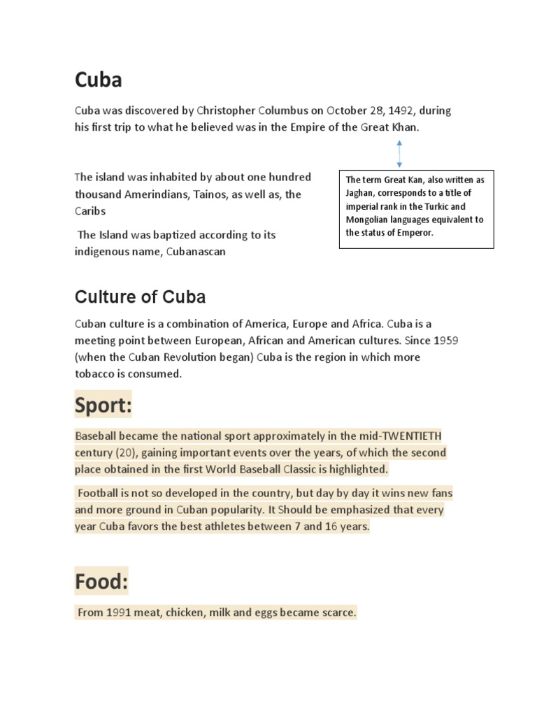 Overview of Cuban Culture and History | PDF