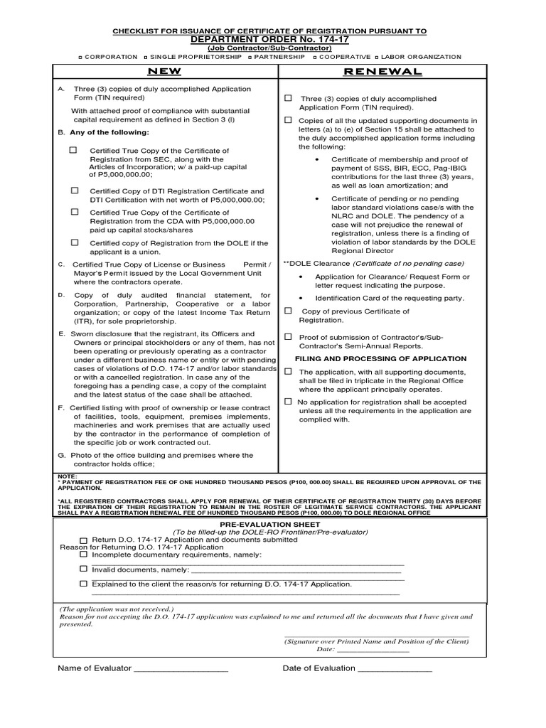 D - O - 174-17 Checklist | PDF | Sole Proprietorship | Government