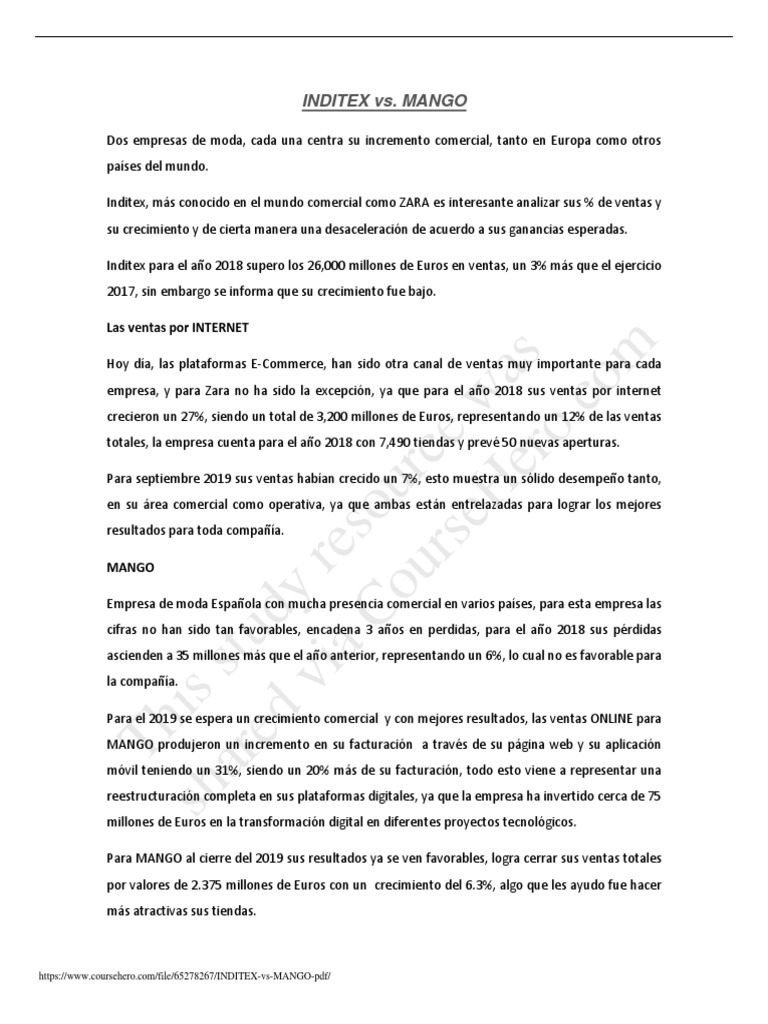 Comparativa Financiera: Inditex vs. Mango | PDF