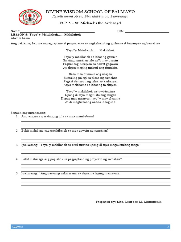 Grade5 Module LESSON5 | PDF