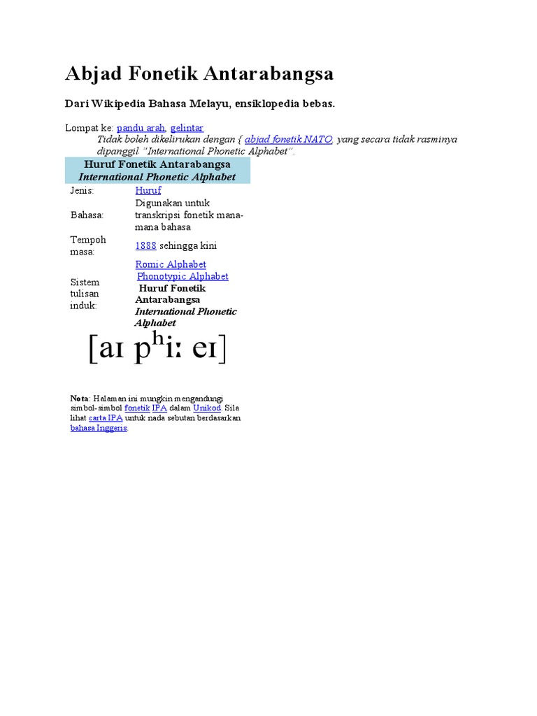 Carta Abjad Fonetik Antarabangsa | PDF