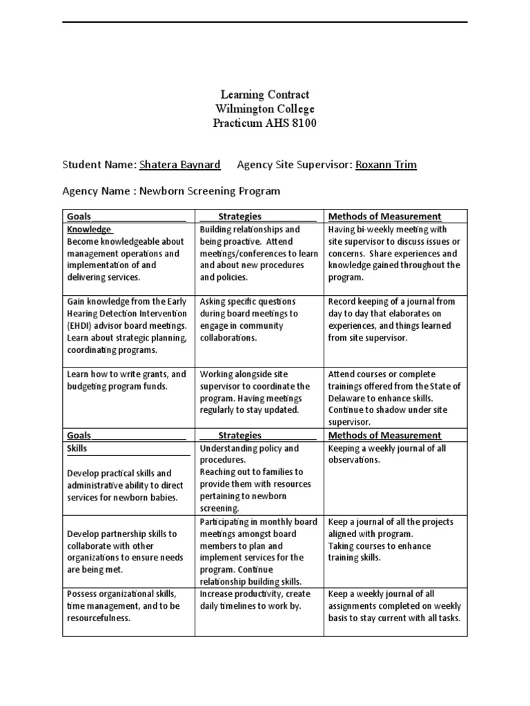 Week 3 Learning Contract | PDF | Microsoft Office | Strategic Planning
