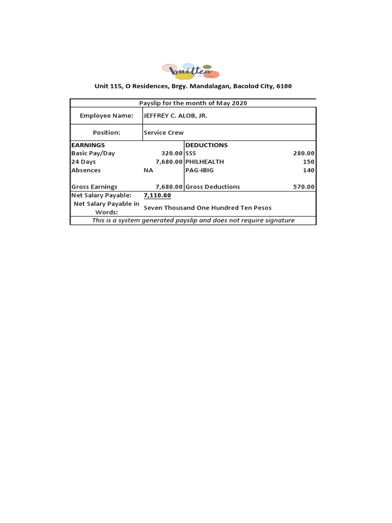 Payslip Alob, Jeffrey 3 PDF | PDF