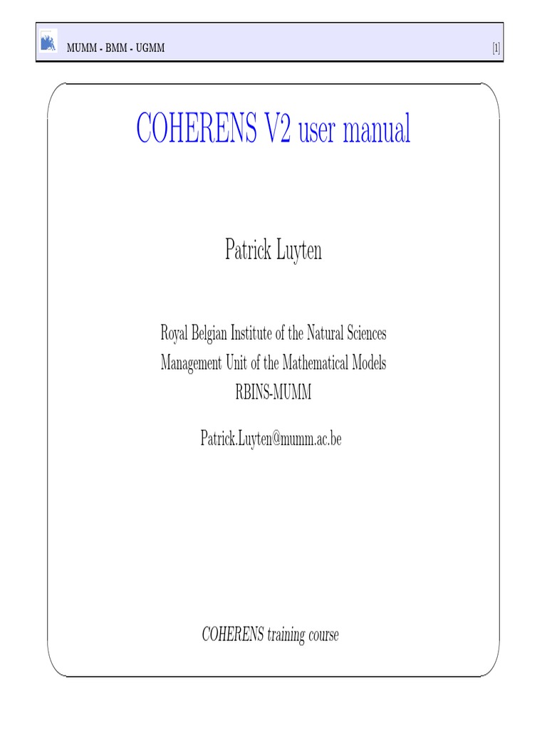 COHERENS V2 User Manual: Patrick Luyten | PDF | Parameter (Computer ...