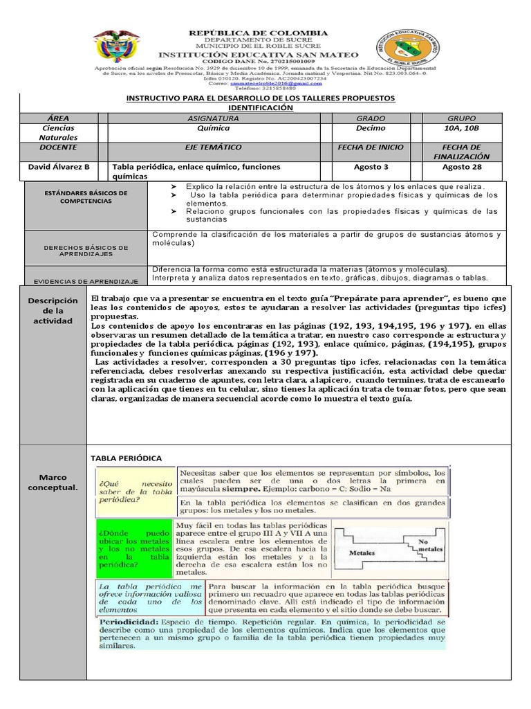 Bitacora Química 10° | PDF | Enlace químico | Enlace covalente