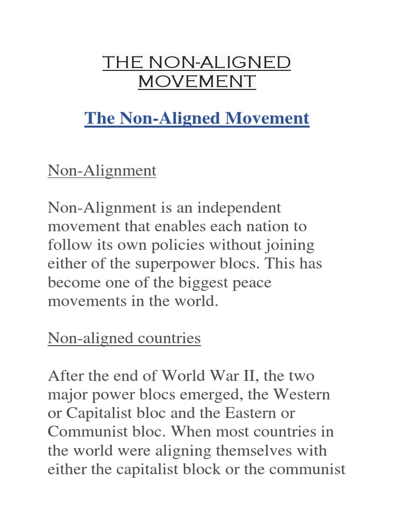 The Non-Aligned Movement | PDF