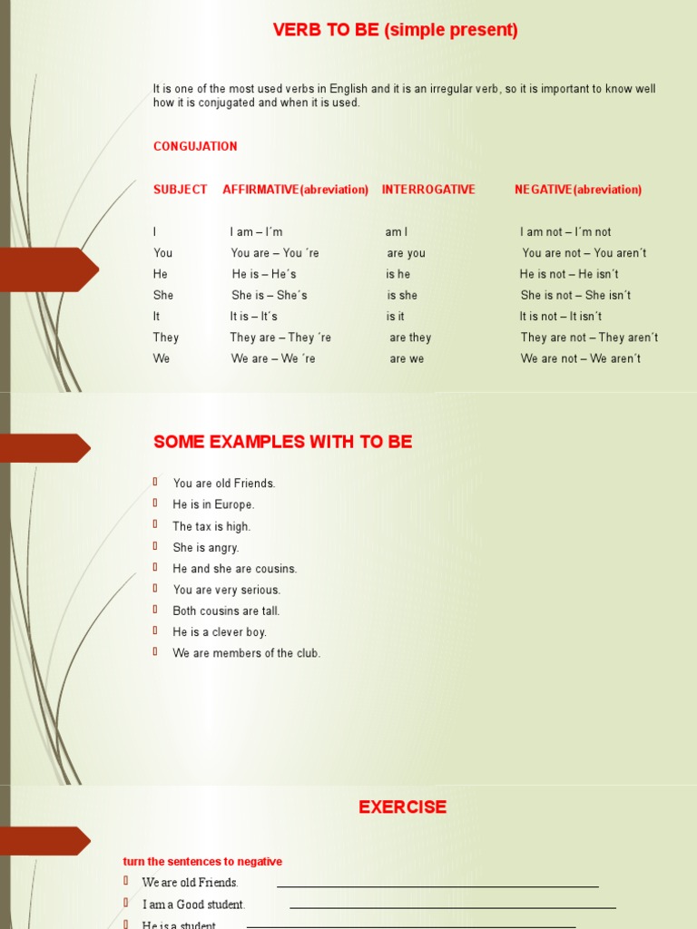 VERB TO BE (Simple Present) | PDF
