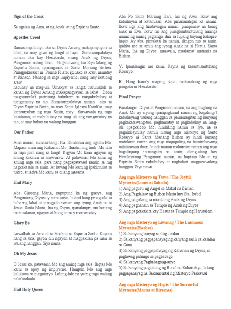 Rosary Tagalog | PDF