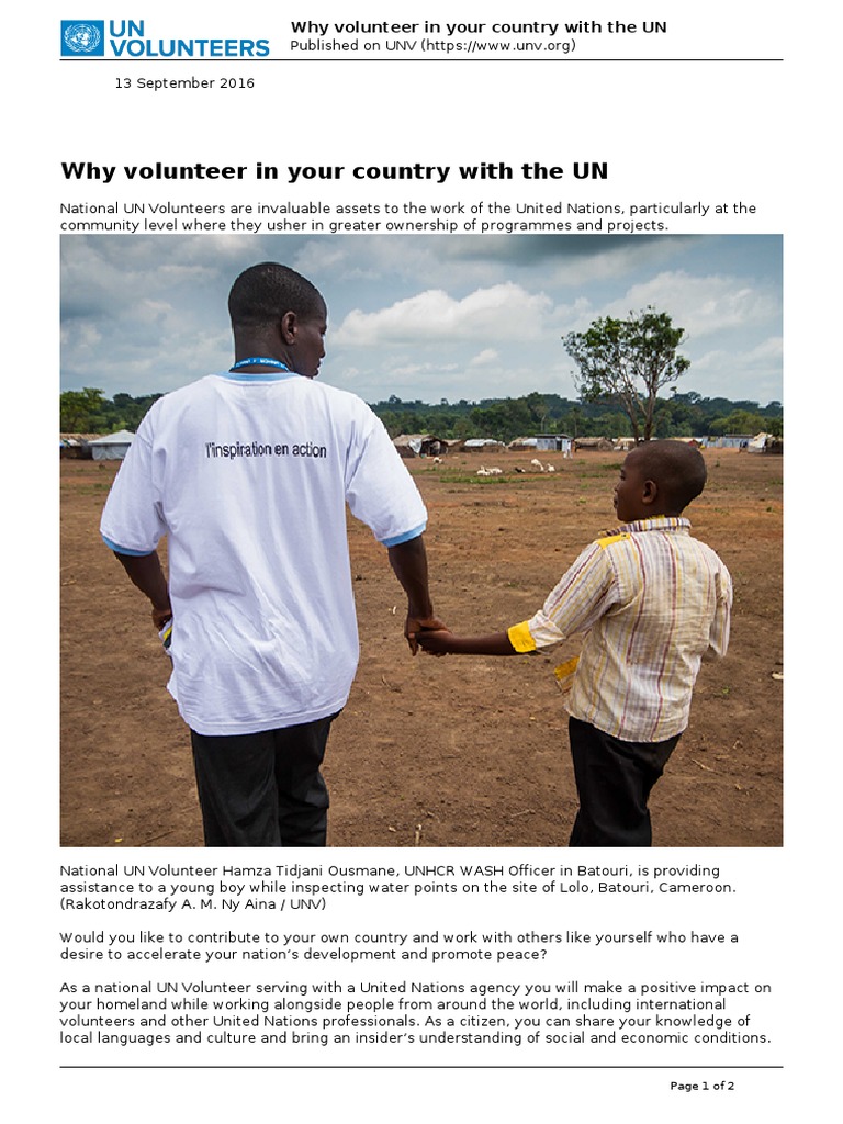 UNV - Why Volunteer in Your Country With The UN - 2016-10-04 | PDF ...