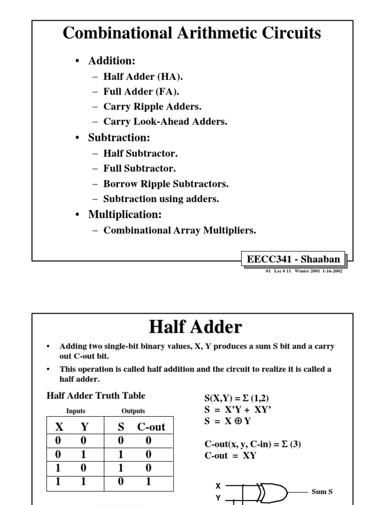 Combinational Arithmetic Circuits Overview | PDF | Theory Of Computation | Computer Architecture